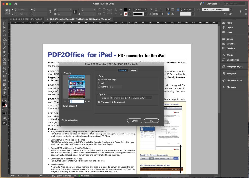 The correct way to import and convert PDF to InDesign
