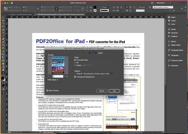 The correct way to import and convert PDF to InDesign