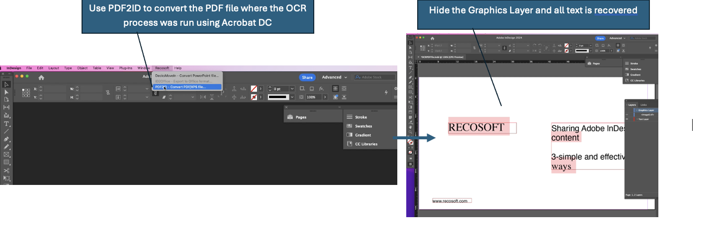 Converting PDF containing Outlined Text to InDesign - 3 steps